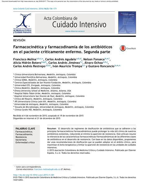 Pdf Farmacocinética Y Farmacodinamia De Los Antibióticos En El