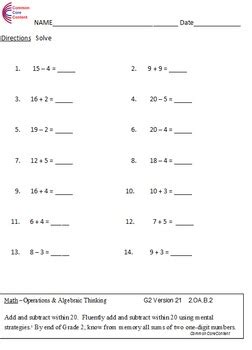 2oa Second Grade Common Core Math Worksheets 2oab2 2oac3 2oac4