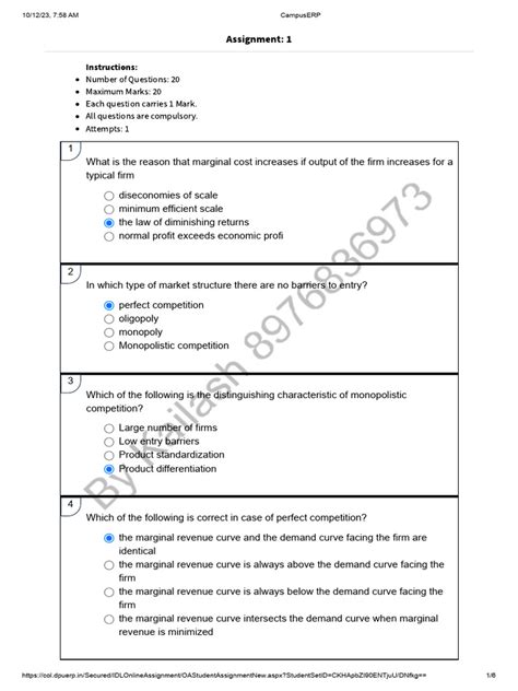 Managerial Economic Assignments Answers By Kailashwatermark Pdf Supply And Demand Monopoly