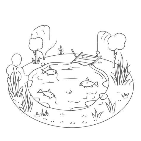 Pond Of Fish Clip Art Black And White Pond Clipart Black And White
