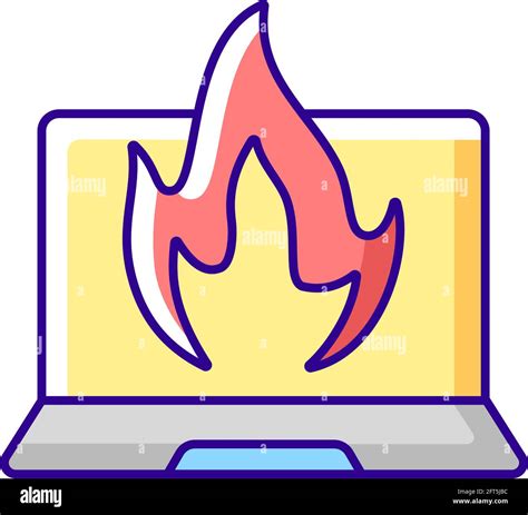Computer Burning RGB Color Icon Stock Vector Image Art Alamy