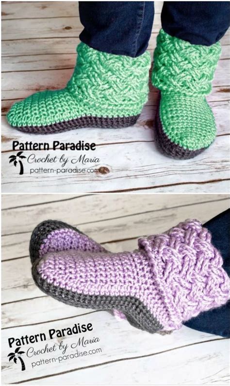 Free Slipper Socks Crochet Pattern Using Bernat Softee Chunky Yarn