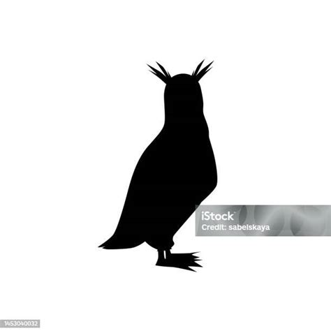 볏이 있는 펭귄 블랙 실루엣 흰색 배경에 격리된 평면 벡터 삽화 검은색에 대한 스톡 벡터 아트 및 기타 이미지 검은색 귀여운 그림자 Istock