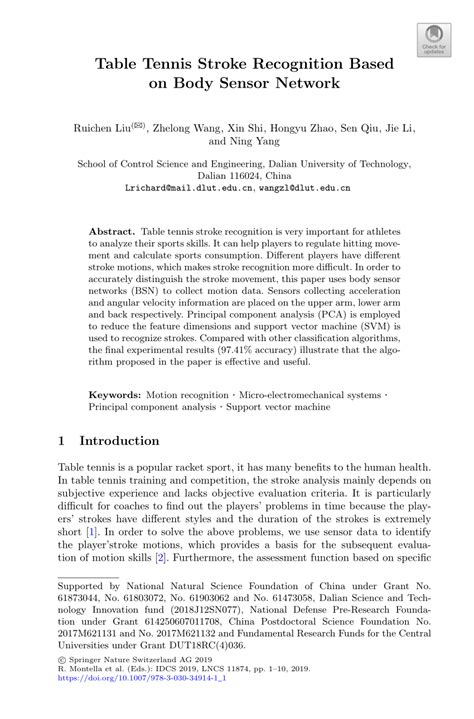 Pdf Table Tennis Stroke Recognition Based On Body Sensor Network