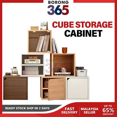 Borong365 Wooden Stackable Cube Storage Rack Rak Penyimpanan Kotak Buku Cube Box Storage