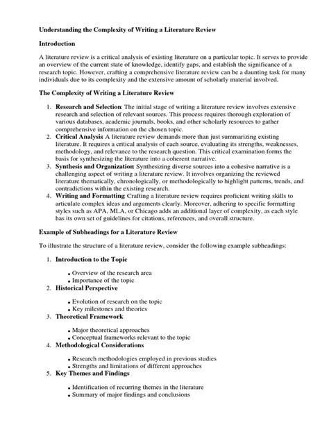 What Is A Literature Review With Subheadings Example Pdf Literature Review Apa Style
