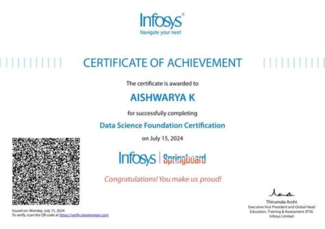 Ai Datascience Machinelearning Certification Lifelonglearning Success Infosys