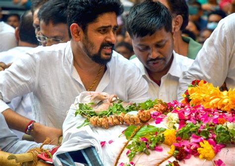 The Mortal Remains Of Shiv Sena Ubt Leader Vinod Ghosalkars Son Abhishek Being Carried By