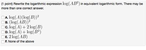 Solved Point Using Laws Of Logarithms Write The Chegg Com