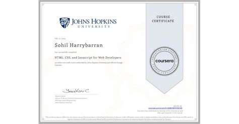 sohil harrybarran on linkedin completion certificate for html css and javascript for web