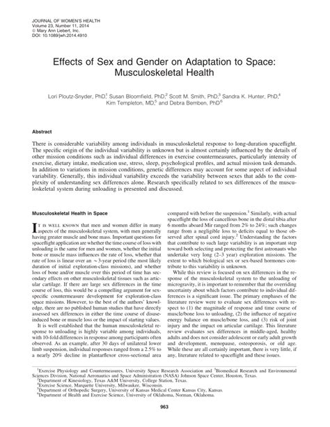 Pdf Effects Of Sex And Gender On Adaptation To Space Cardiovascular