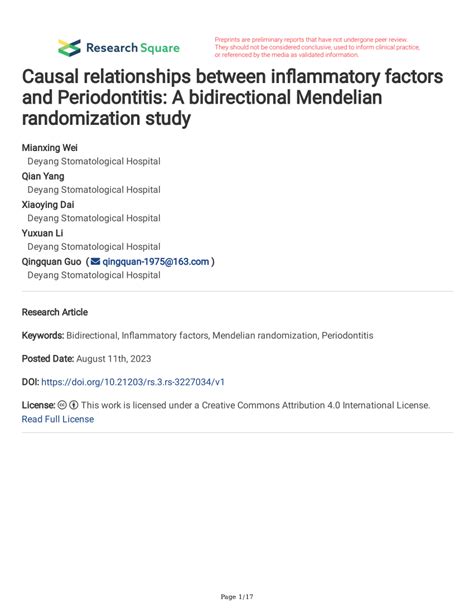 Pdf Causal Relationships Between Inflammatory Factors And