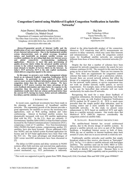 Pdf Congestion Control Using Multilevel Explicit Congestion Notification In Satellite Networks