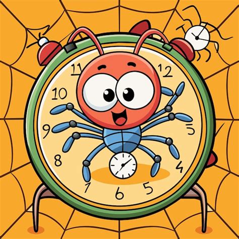 A Colorful Clock With A Spider On It And The Numbers 1 And 3 Premium Ai Generated Vector