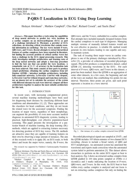 P Qrs T Localization In Ecg Using Deep Learning Pdf Artificial