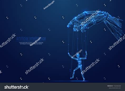 로봇 사이보그 손은 인간의 꼭두각시를 어두운 스톡 벡터로열티 프리 1182266338 Shutterstock