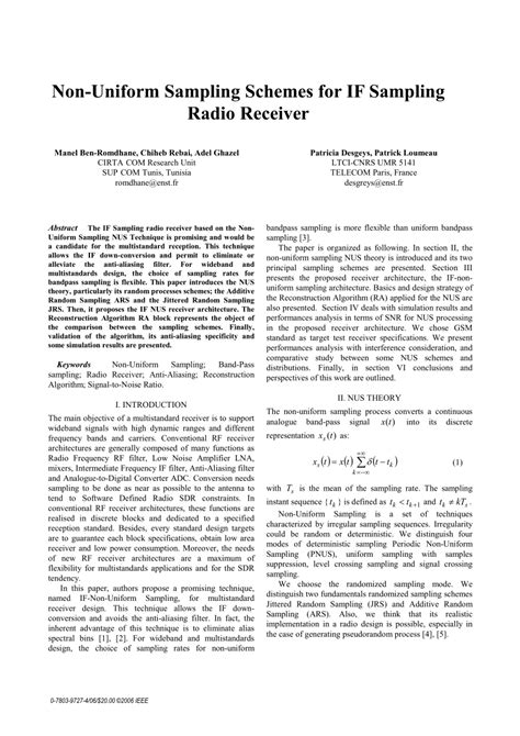 Pdf Non Uniform Sampling Schemes For If Sampling Radio Receiver