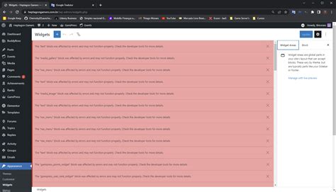 Edit Widgets Not Functional • Themosaurus Support