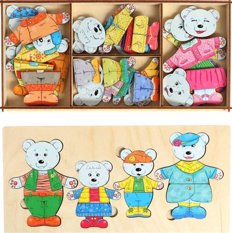 Пазл-конструктор ToySib "Семья белых медведей", 48 деталей в деревянной ...