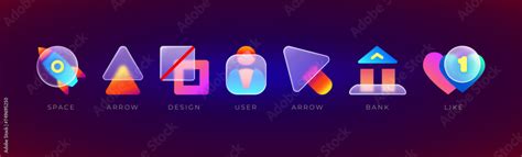 Glassmorphism Icons Realistic Glassmorphism Ui Icons Set Vector