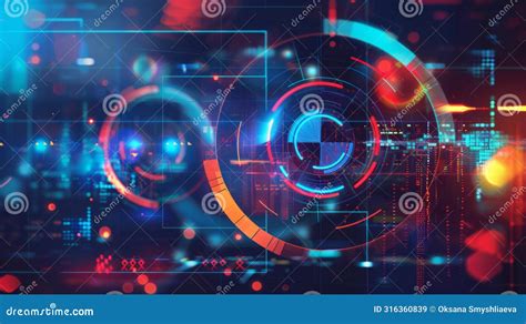 Futuristic Digital Interface With Holographic Elements And Data