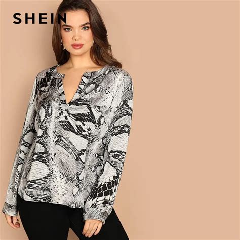 Buy Shein Plus Size V Neck Streetwear Asymmetrical Hem