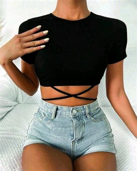 Tops And Tunics Black Sexy Crop Top Freeup