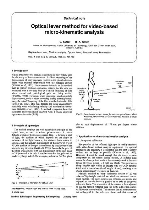 Pdf Optical Lever Method For Video Based Micro Kinematic Analysis Dokumen Tips