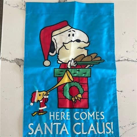 Peanuts Holiday Snoopy Holiday Garden Flag Blue And Red Poshmark