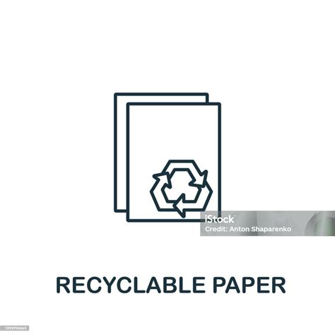 청정 에너지 수집에서 재활용 가능한 종이 아이콘입니다 간단한 라인 요소 템플릿 웹 디자인 및 인포 그래픽을위한 재활용 가능한 종이 기호 테이크아웃 음식에 대한 스톡 벡터