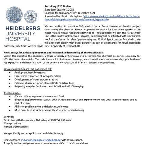 Phd At Heidelberg University Hospital Deadline For Application 10th December 2024 Pauline Ikpa