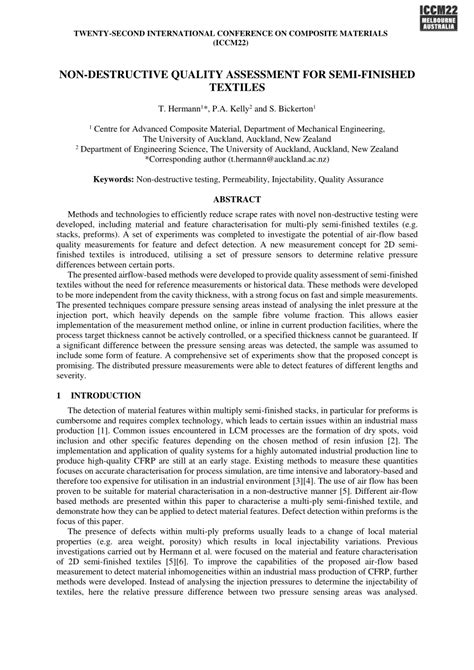 Pdf Non Destructive Quality Assessment For Semi Finished Textiles