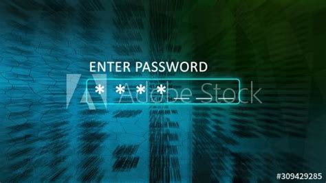 Password Concept Screen With Asterisks On Blurred Blue And Green Background