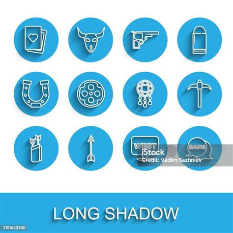 화살 교차 카드 놀이 갑판 와일드 웨스트 뱅 붐 총 만화 리볼버 실린더 곡괭이와 드림 캐쳐 깃털 아이콘과 라인 화살통을 설정합니다 벡터 고름에 대한 스톡 벡터 아트 및 기타