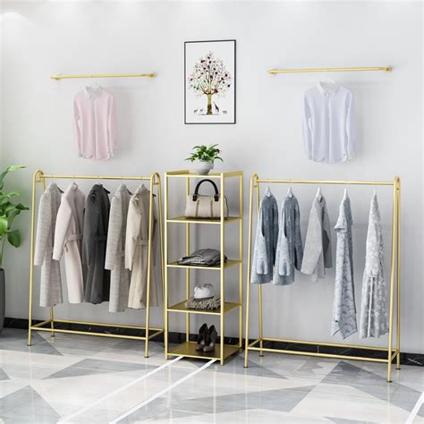 女装服装店金色婚纱货架展示架子陈列架专用童装落地式衣服挂衣杆 虎窝淘