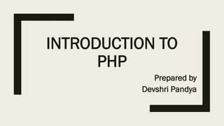 Introduction To Php Ppt