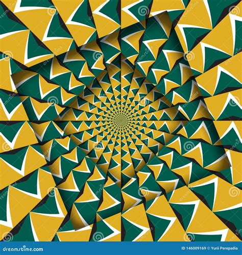 abstract shifted frames with a moving green purple hexagons spiral
