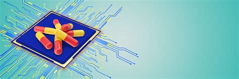 의료 건강 개념에서 첨단 기술을 사용 하 여 3d 알 약 또는 캡슐 이미지 Cpu와 컴퓨터 회로 배경 0명에 대한 스톡 사진 및 기타 이미지 Istock