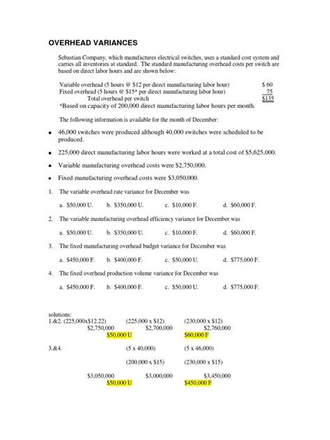 Overhead Variances Solution