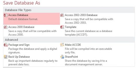 File Extension Of Ms Access 2003 2016 Version Access Database And Templates