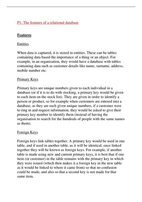 Btec Level 3 It Unit 18 Database Design Unit 18 Relational Database