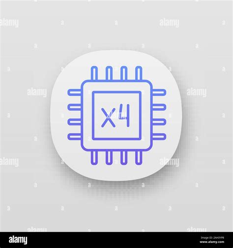 Quad Core Processor App Icon Four Core Microprocessor Microchip Chipset Cpu Central