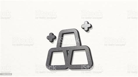 밝은 배경이있는 벽에 반짝이는 금속 조각의 3d 그림으로 만든 골드 바 추상 및 디자인 0명에 대한 스톡 사진 및 기타 이미지