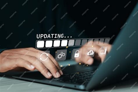 Premium Photo User Use Laptop With Updating Progress Bar On Virtual