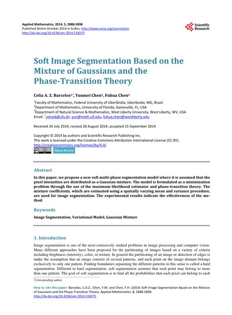 pdf soft image segmentation based on the mixture of gaussians and the phase transition theory