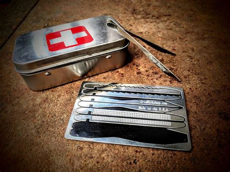 Tweezer Set First Aid Card Everyday Carry Grimworkshop