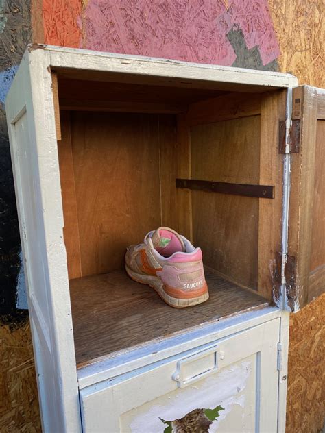 Single Wooden Locker Blue Ticking