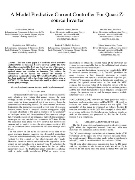 a model predictive current controller for quasi z pdf power