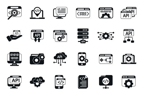 API Icons Set Simple Vector Code Develop Vector Art At Vecteezy