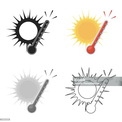 흰색 배경에 고립 된 만화 스타일에 열 아이콘 날씨 기호 스톡 벡터 웹 일러스트입니다 개념과 주제에 대한 스톡 벡터 아트 및 기타 이미지 개념과 주제 기후 묘사